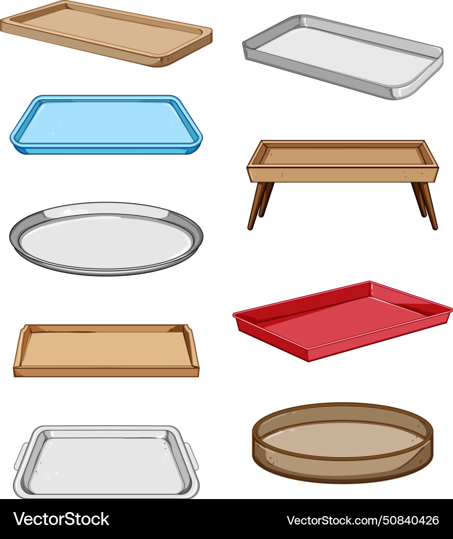 Food tray set cartoon Royalty Free Vector Image