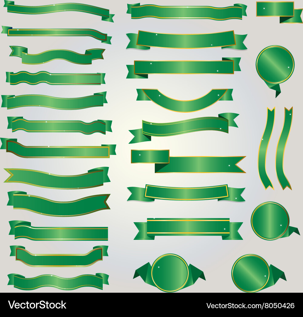 Gold and green ribbon Royalty Free Vector Image