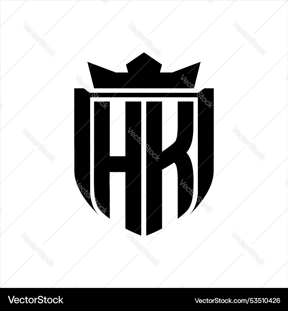 Hk logo with shield shape inside badge Royalty Free Vector