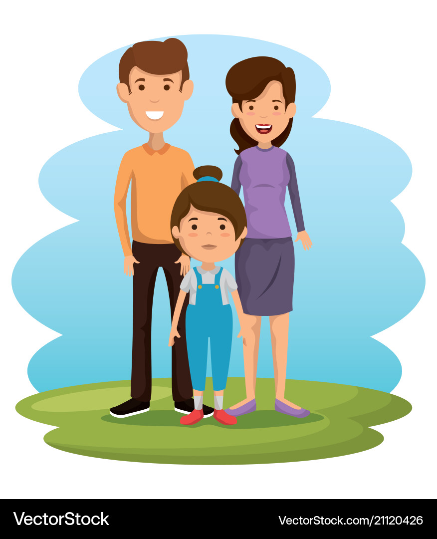 Parents with kids avatars characters Royalty Free Vector