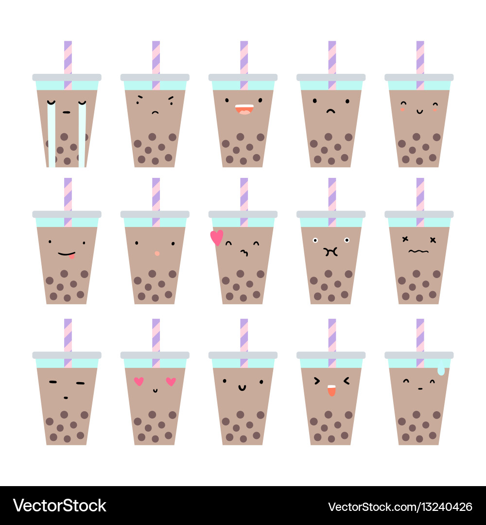 Satz von Blase Tee Emotionen Lizenzfreies Vektorbild