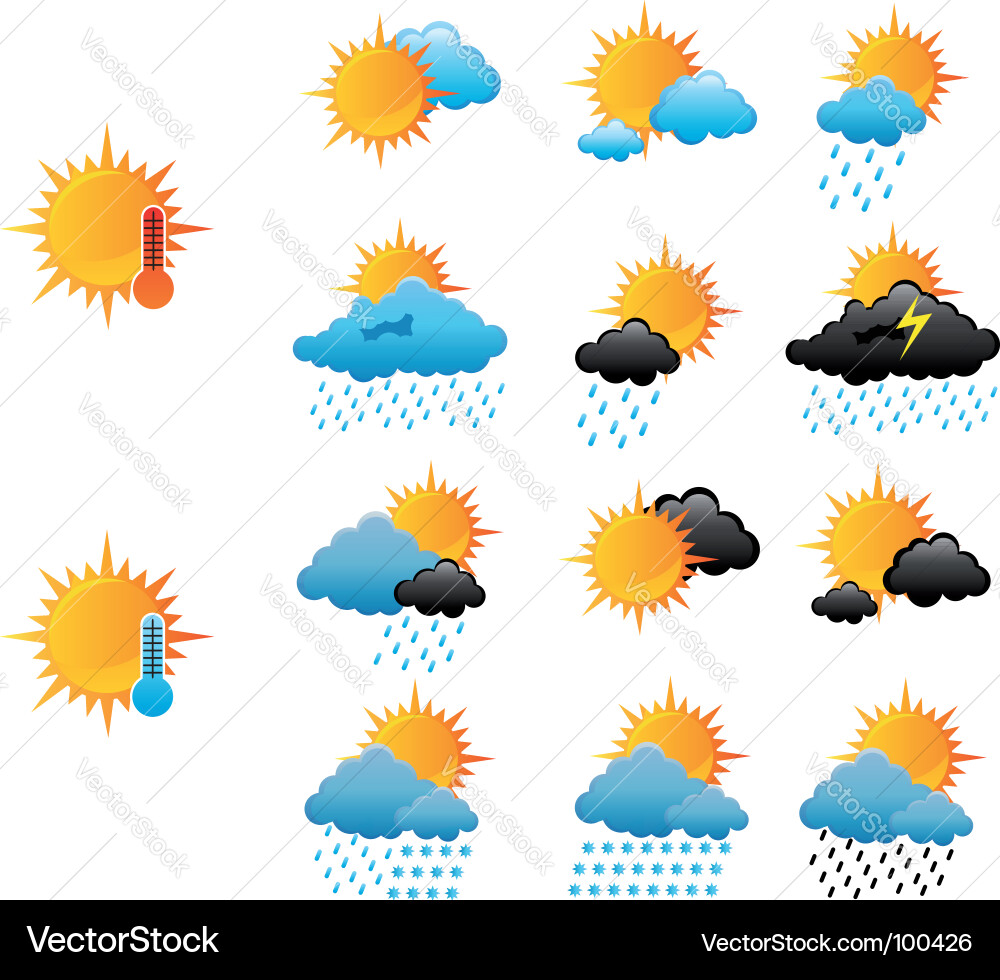 Weather Icons Collection Royalty Free Vector Image