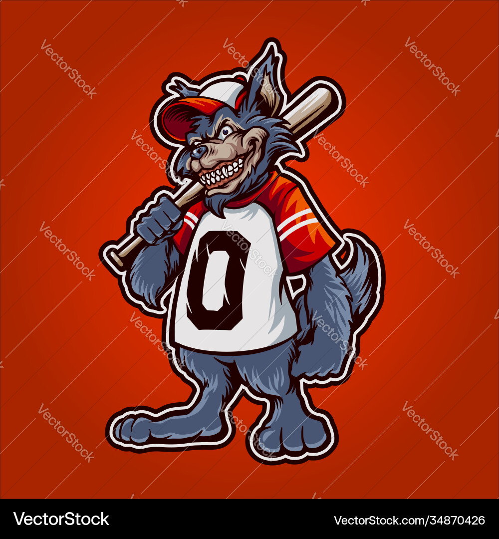 Wolfves baseball logo mascot Royalty Free Vector Image