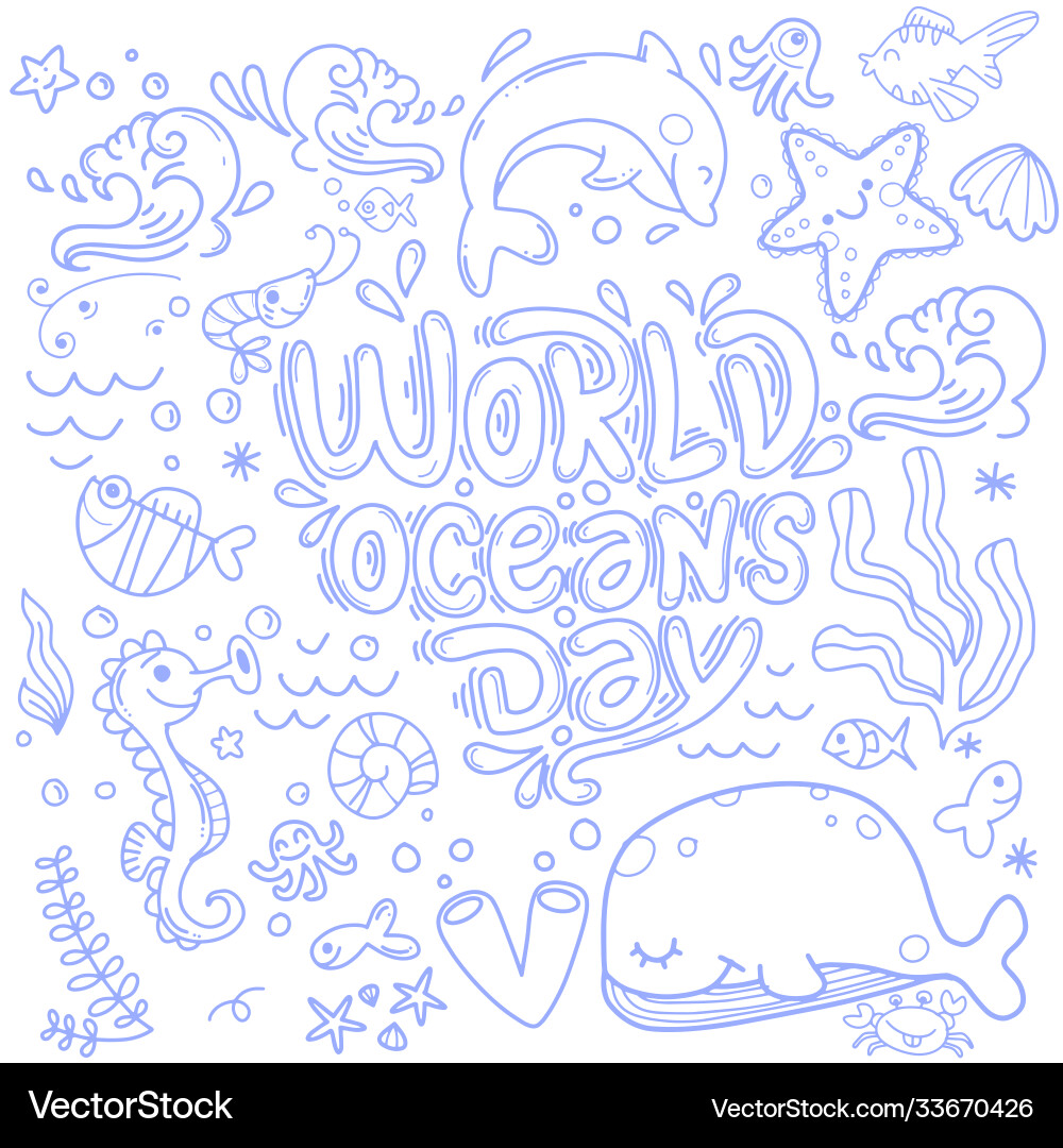 World ocean day dedicated to protect sea Vector Image
