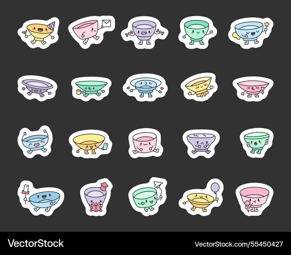 Adorable plate character set showcasing a festive Vector Image