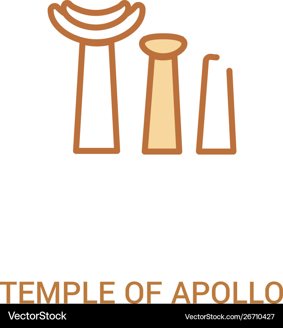 Apollo Temple Icon - Simple Line Art Royalty Free Vector