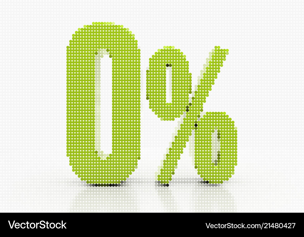 Comic 0 percent halftone pixel sign Royalty Free Vector