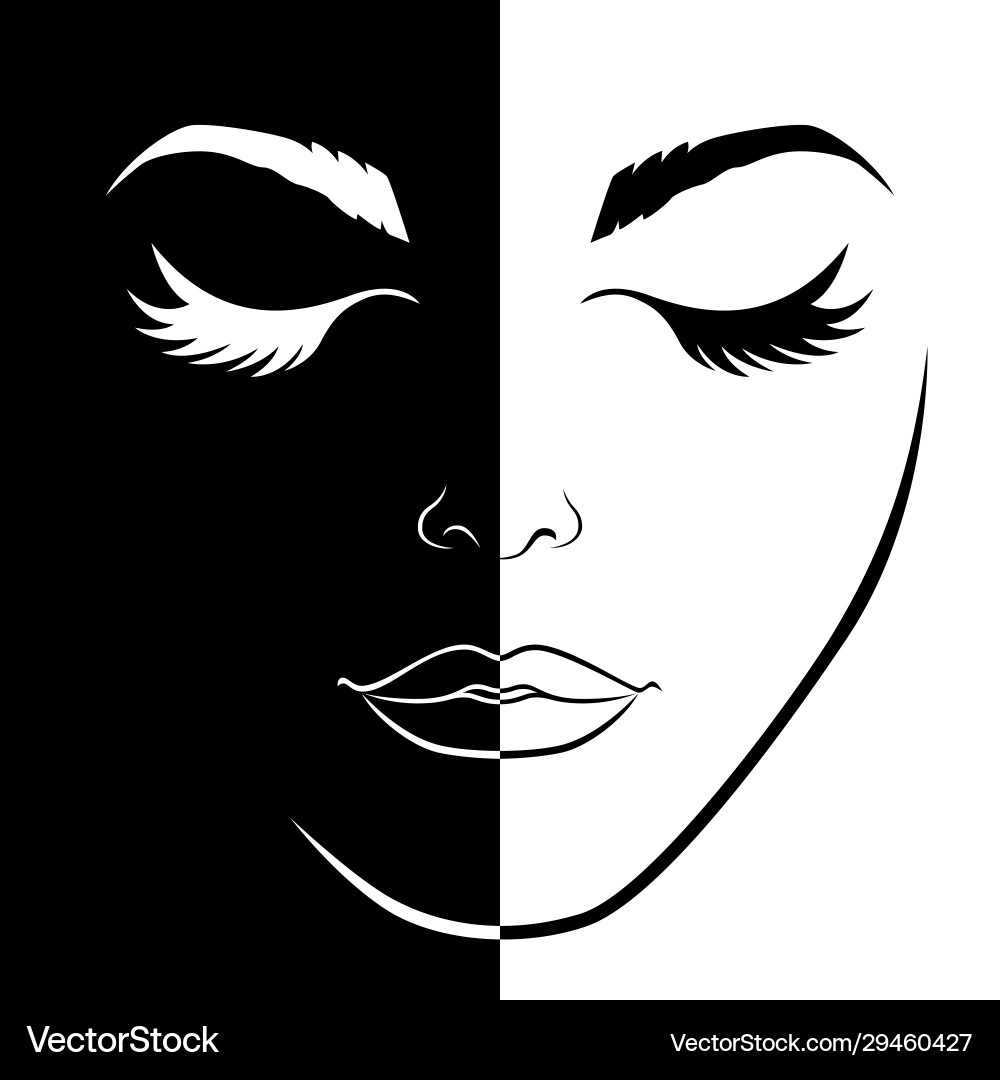 Face lady in negative and positive space Vector Image