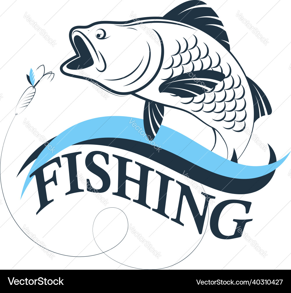 Fish on a wave jumping for bait Royalty Free Vector Image