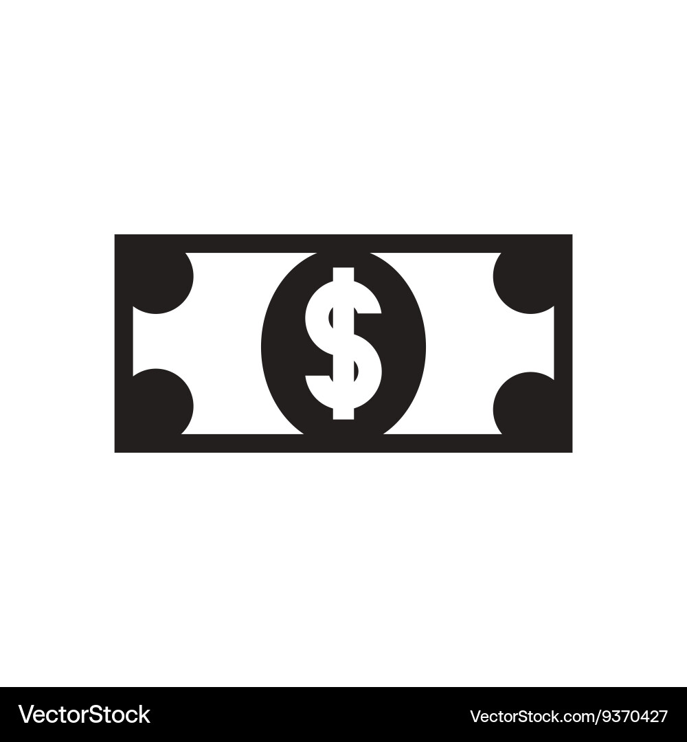 Flat icon in black and white dollar Royalty Free Vector