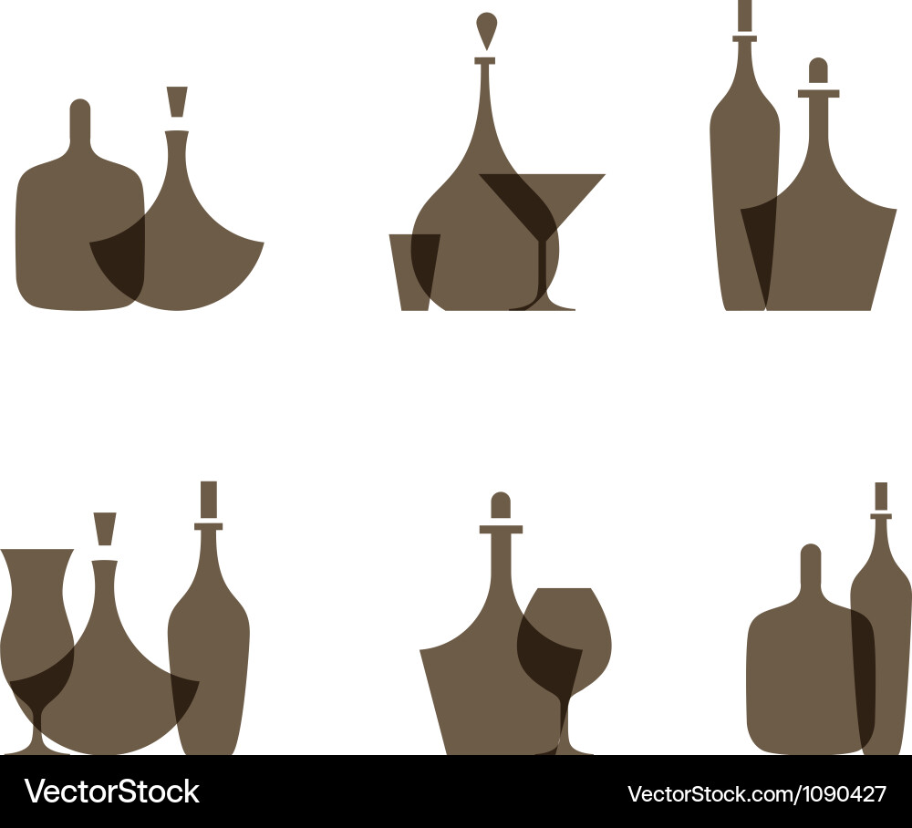 Glass Bottle Icons - Drinkware Collection Vector Image