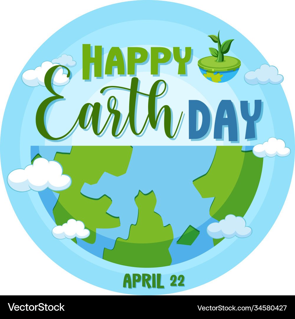 Glückliche Erde Tag Symbol Lizenzfreies Vektorbild