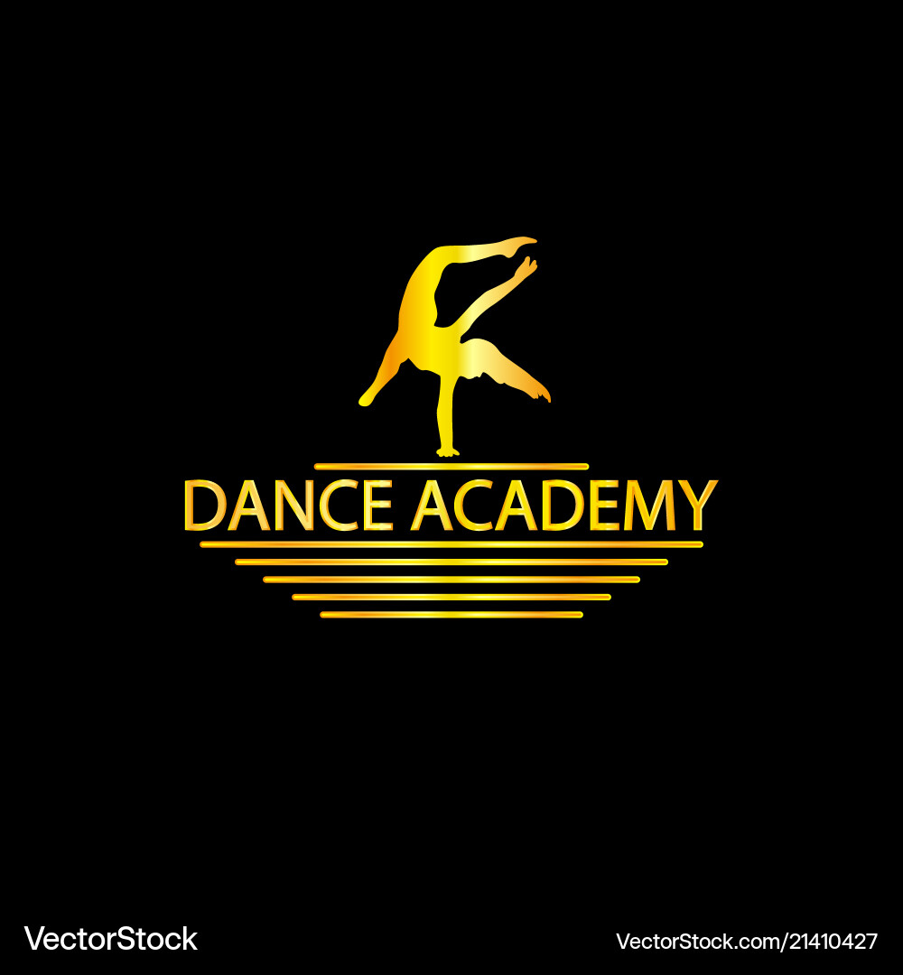 Luxury golden dance academy logo Royalty Free Vector Image