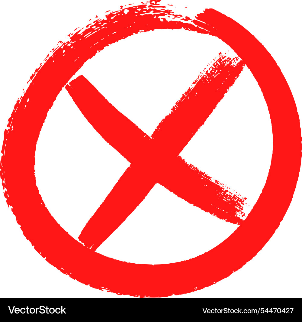 Red Cross Stop Sign Brushstroke Royalty Free Vector Image