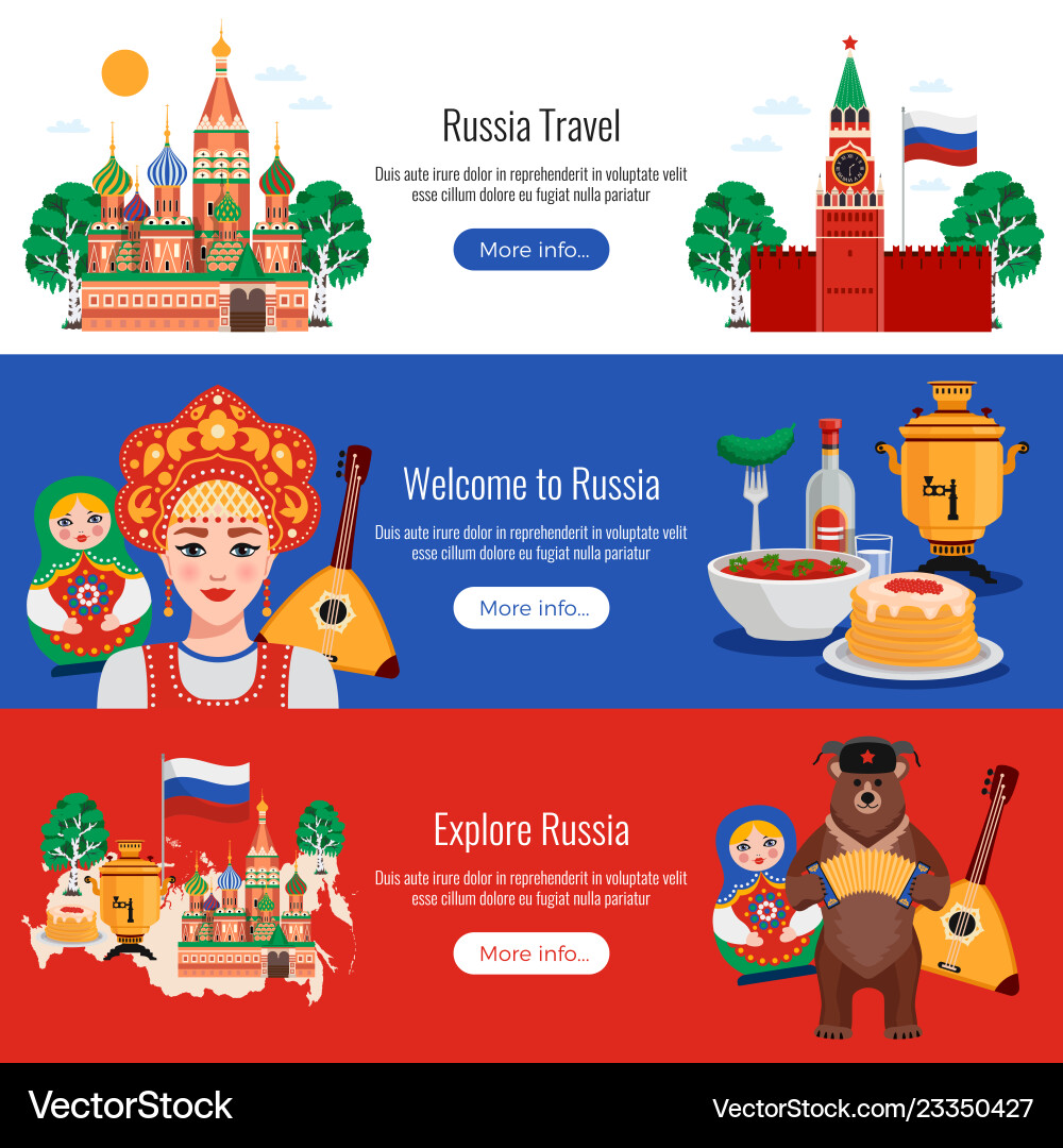 Russia travel banners Royalty Free Vector Image