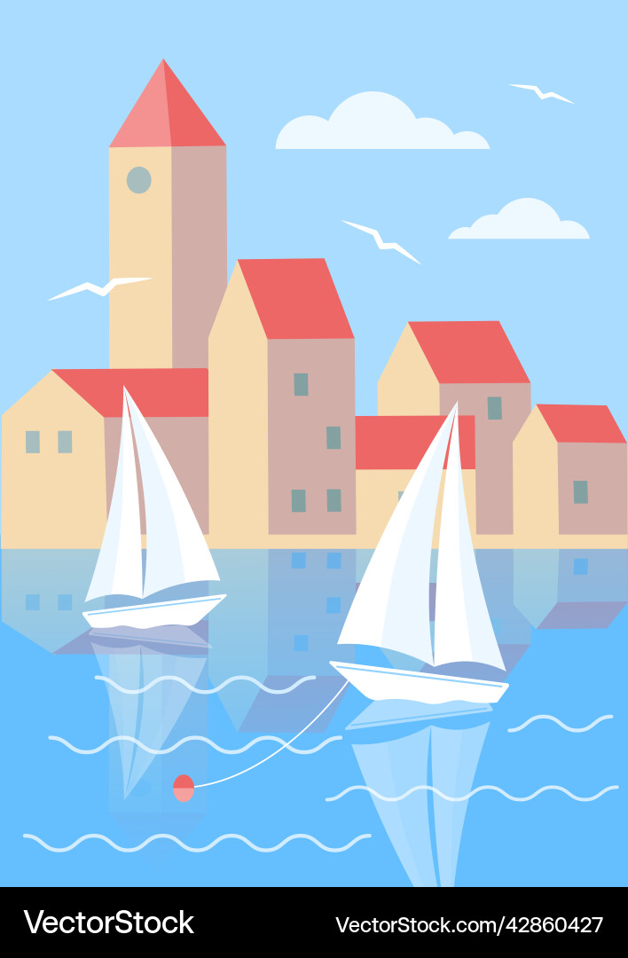 Sea coast landscape Royalty Free Vector Image - VectorStock