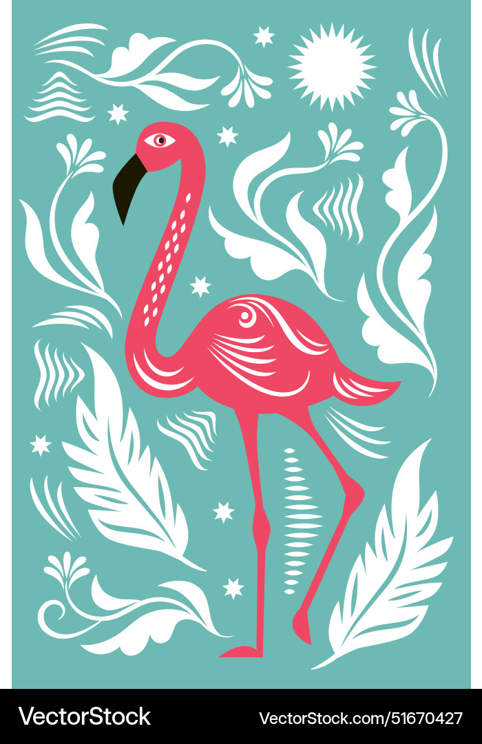 Showing pink flamingo Royalty Free Vector Image