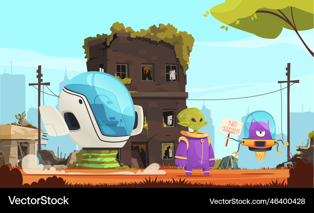 Alien cartoon background Royalty Free Vector Image