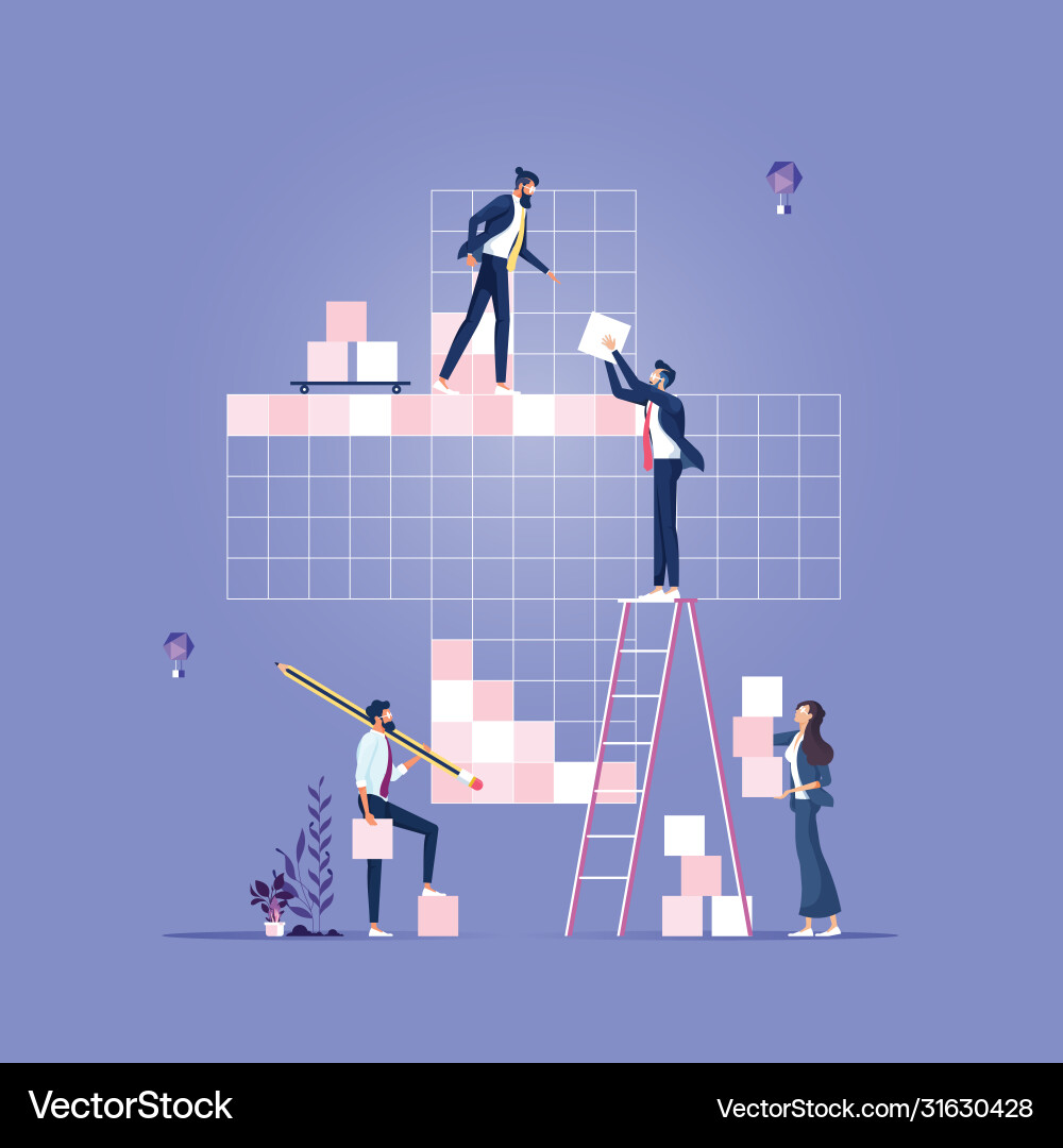 Business team build plus sign-positive thinking Vector Image