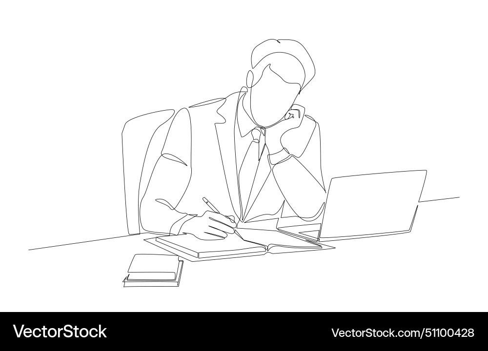 Business working with hand touching face Vector Image