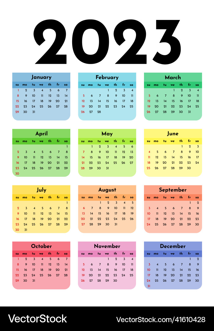 Calendar for 2023 isolated on a white background Vector Image