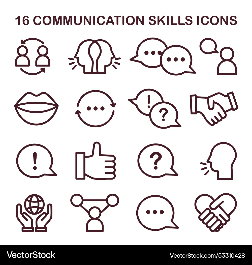 Communication skill icons set conversation Vector Image