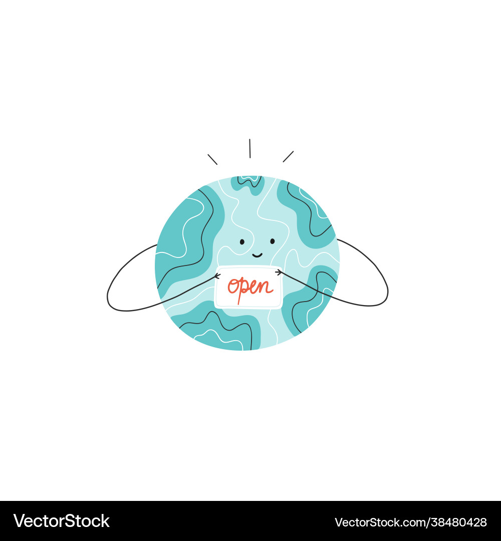 Concept earth with open sign Royalty Free Vector Image