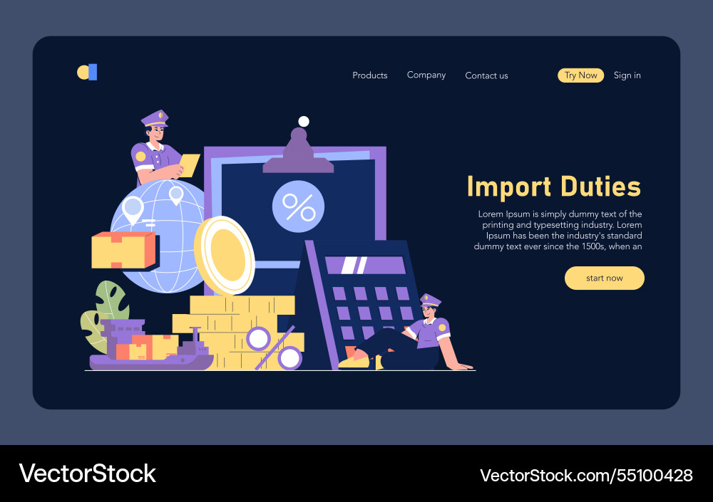 Customs tariffs on imports flat Royalty Free Vector Image
