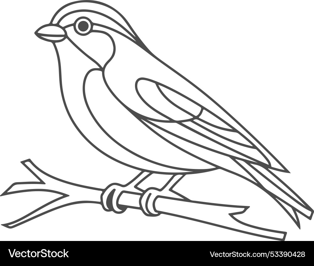 Cute bird outline Royalty Free Vector Image - VectorStock