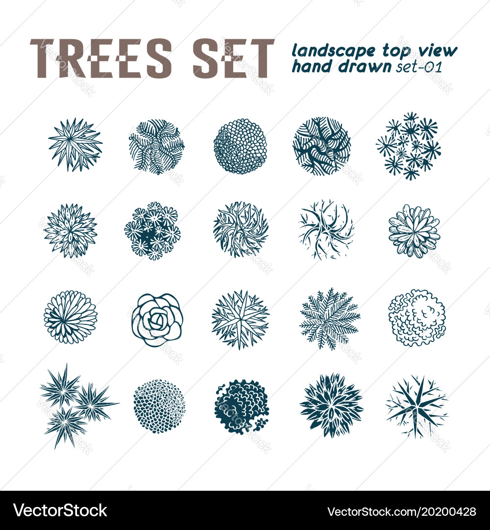 Different plants and trees set for landscape Vector Image