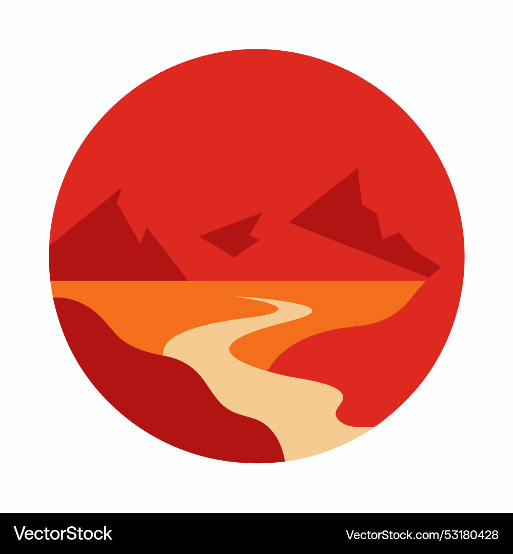 Flat logo of scenic mountain path Royalty Free Vector Image