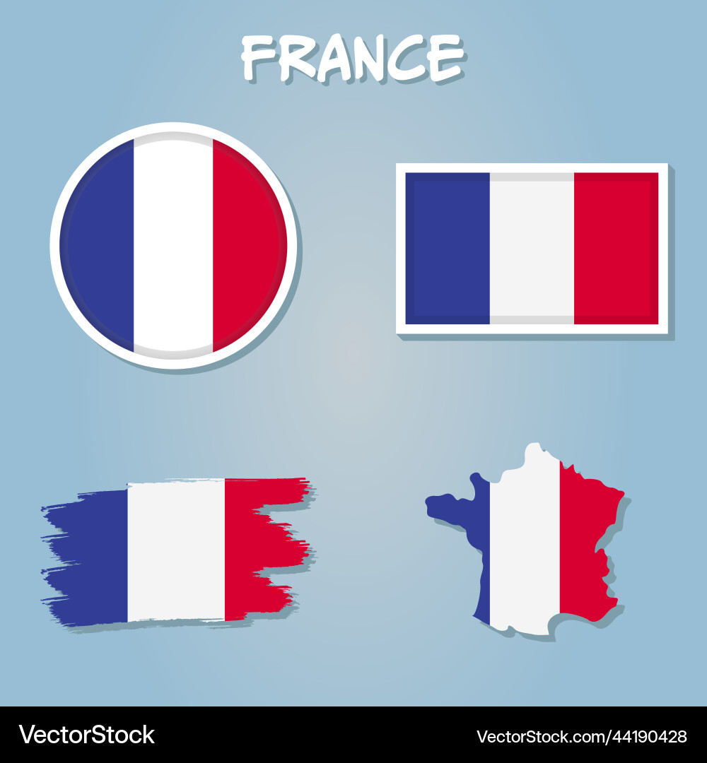 France map and with flag shadow Royalty Free Vector Image