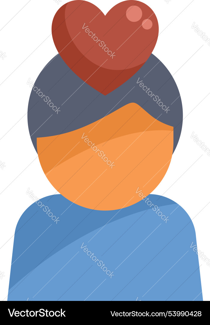 Person thinking about love with heart over head Vector Image