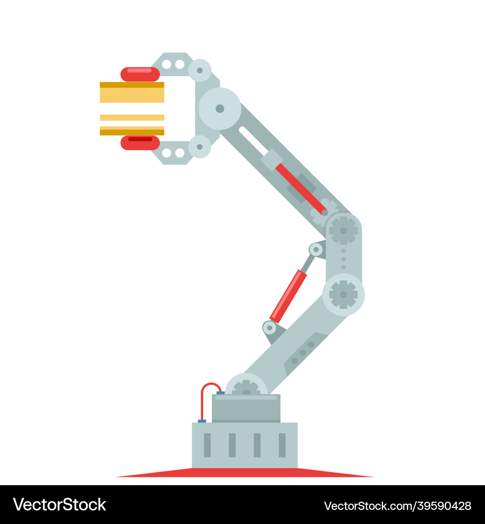 Robot hand mechanical arm assembly line crane Vector Image