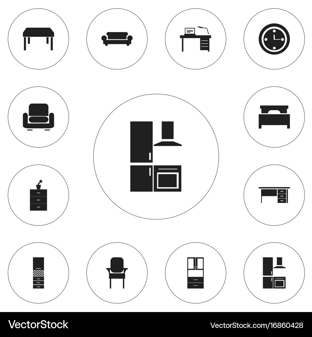 Set of 12 editable interior icons includes Vector Image