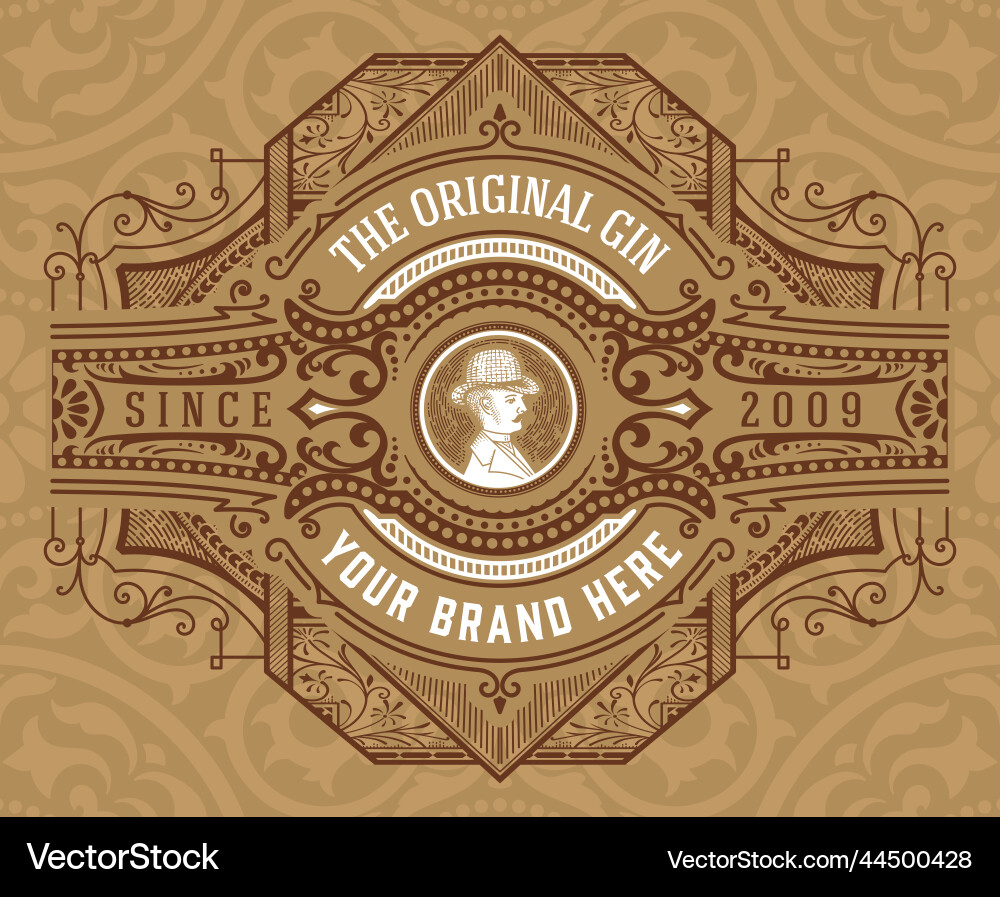 Whiskey label with old frames Royalty Free Vector Image