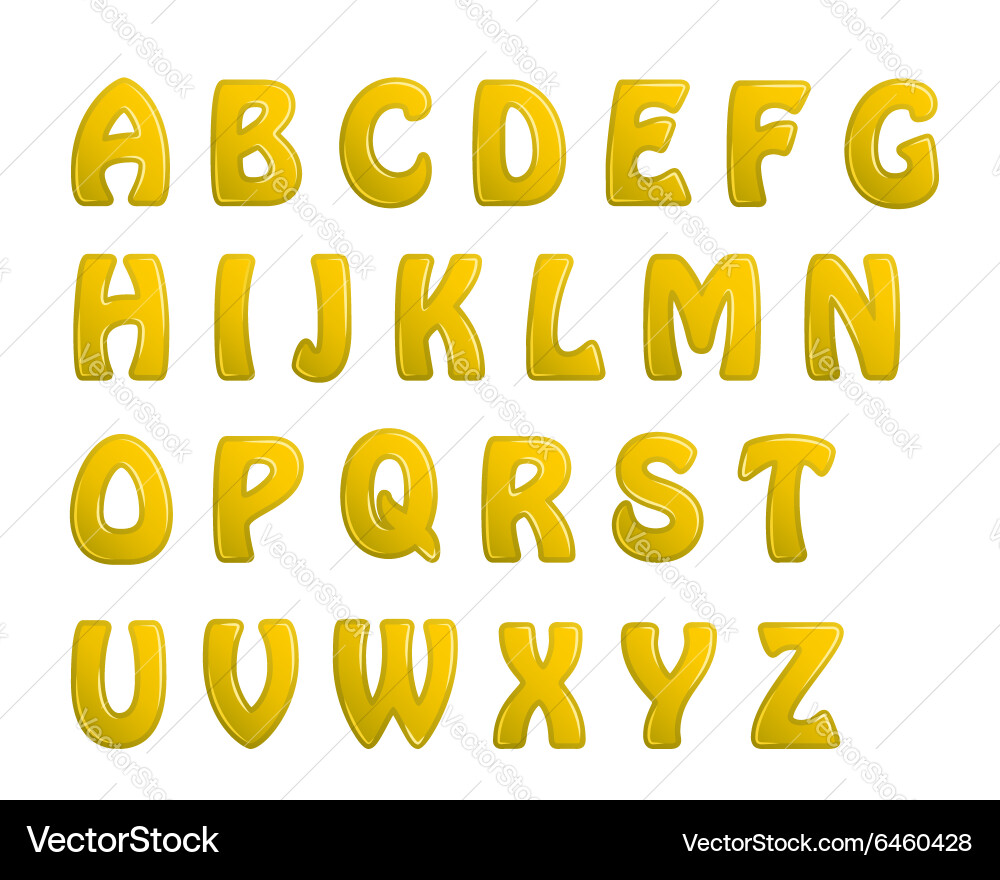 Yellow shiny letters holiday fonts Royalty Free Vector Image