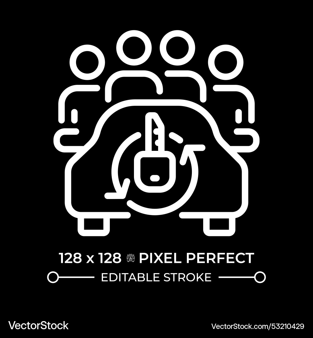 Car sharing pixel perfect white linear icon Vector Image