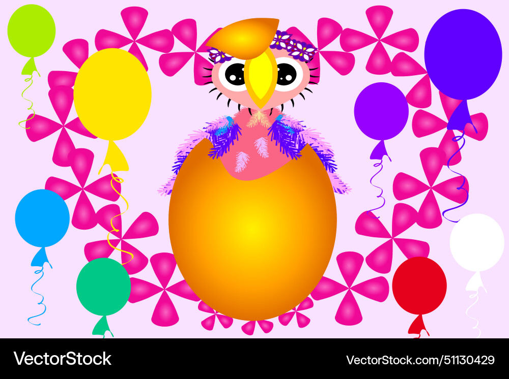 Chick has hatched out from egg Royalty Free Vector Image