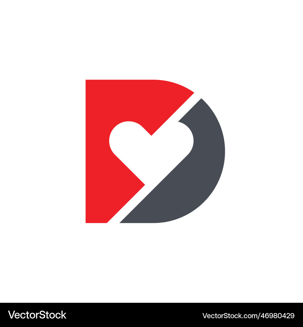 D love logo image letter and heart icon Royalty Free Vector