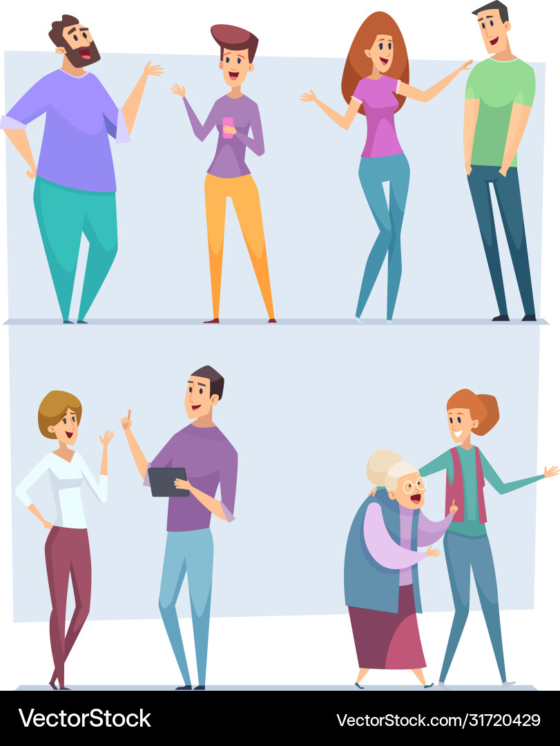 Dialogue people expression characters pointing Vector Image