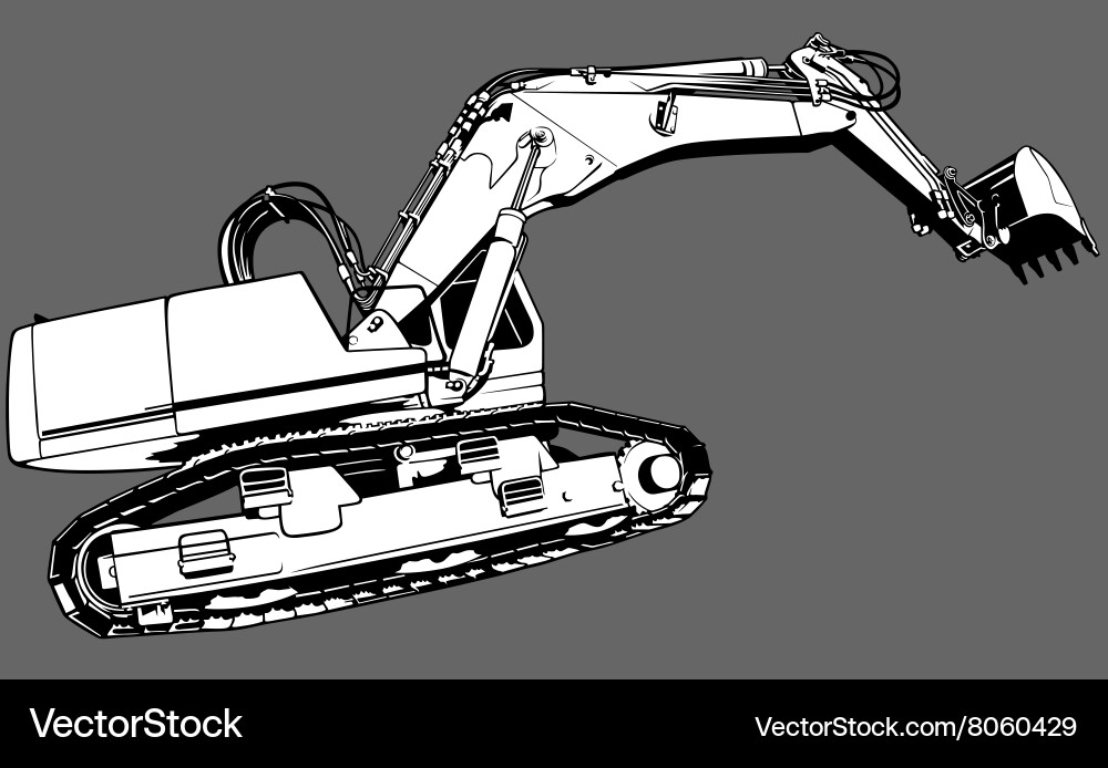 Excavator Outline Royalty Free Vector Image - VectorStock