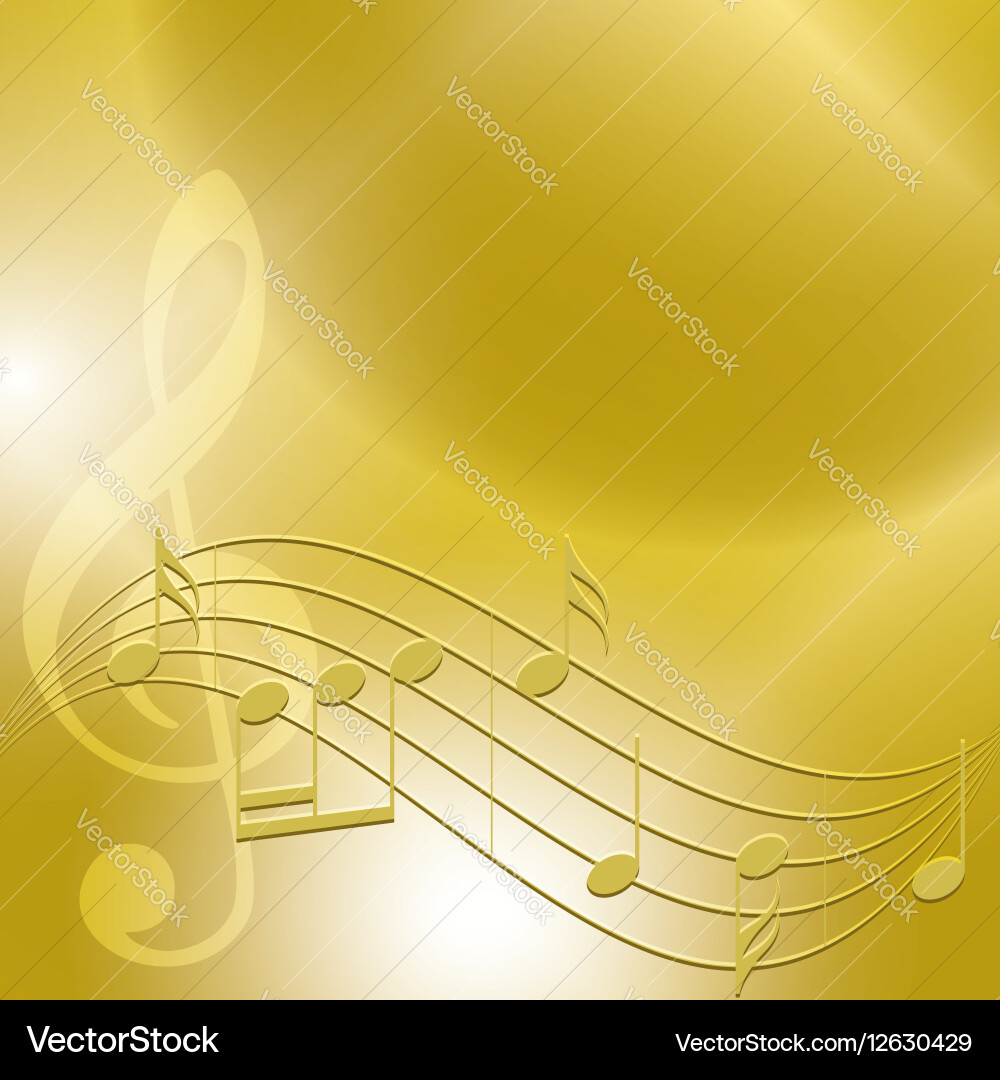 Golden music background with notes Royalty Free Vector Image