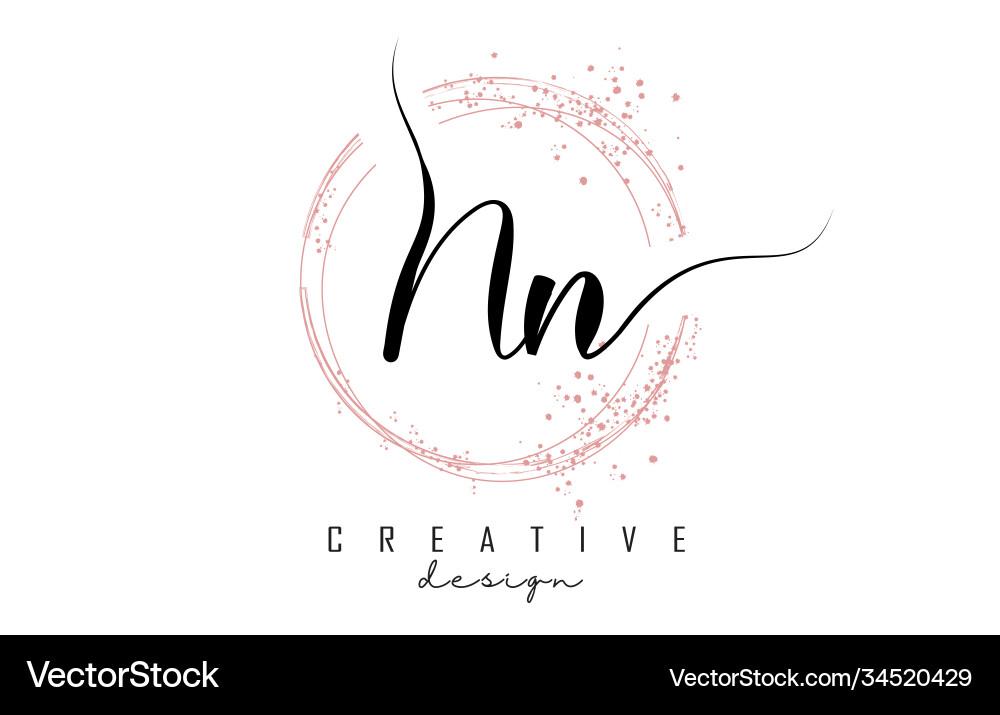 Handwritten nn n letter logo with sparkling Vector Image