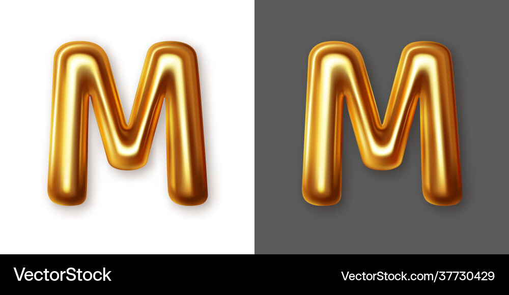 Metallic gold alphabet letter symbol - m Vector Image