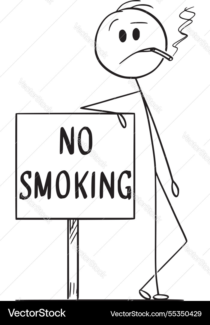 No smoking cartoon stick figure Royalty Free Vector Image