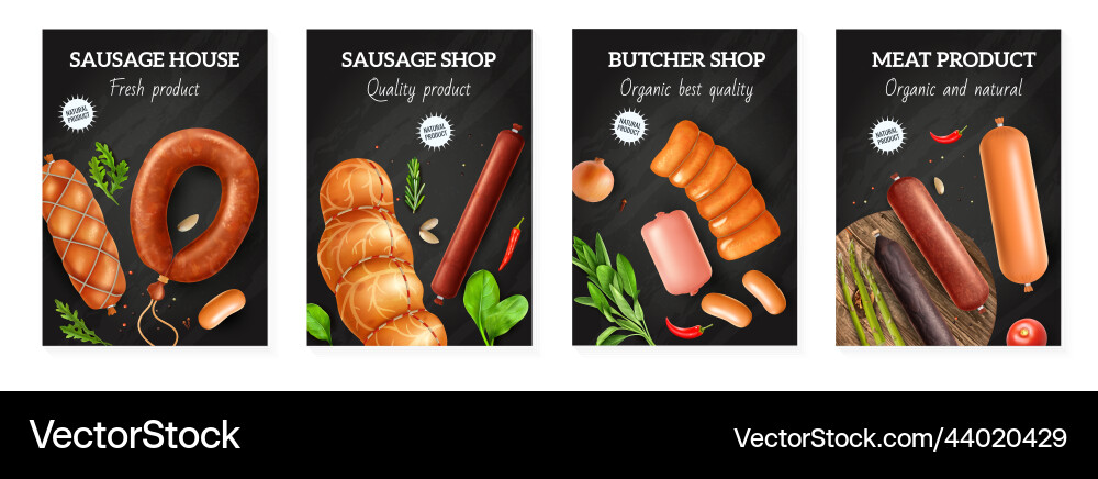 Realistic sausage poster set Royalty Free Vector Image