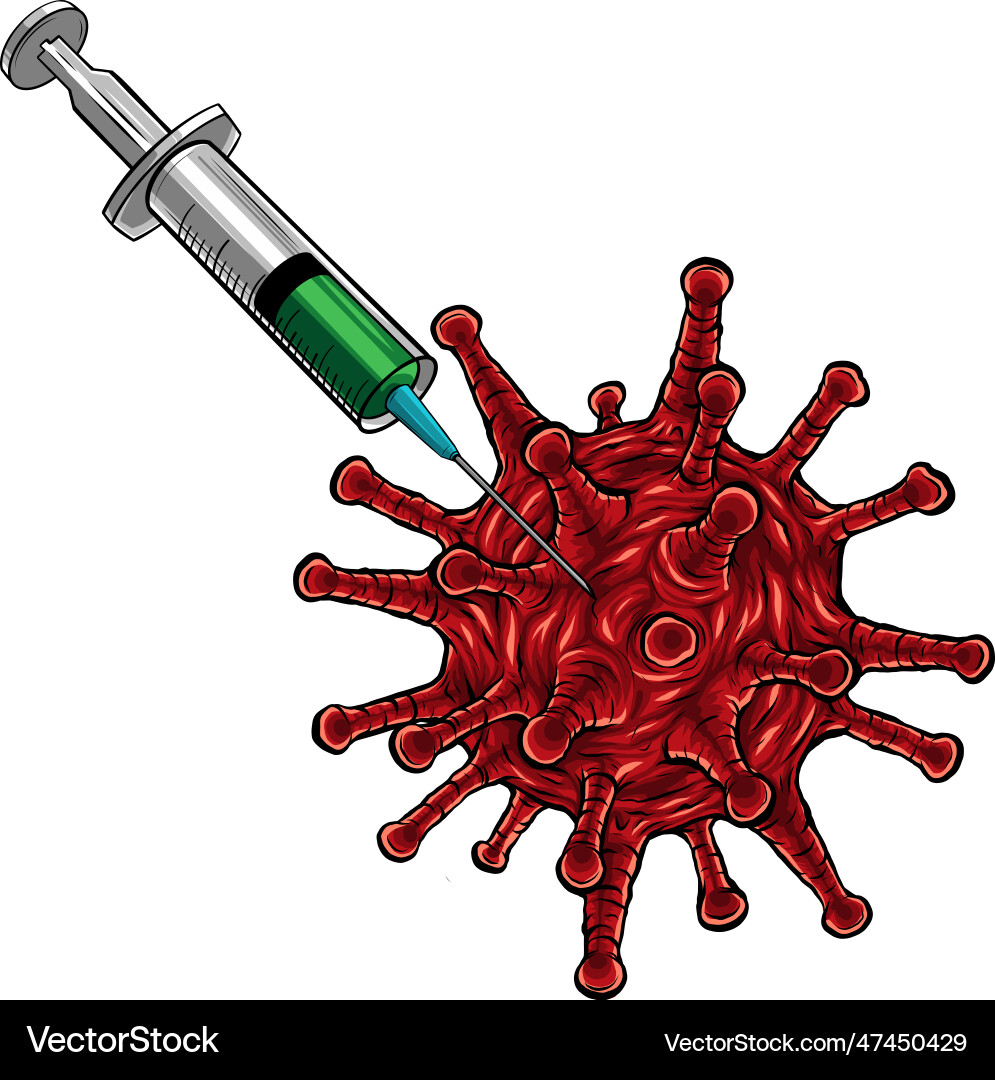 Vaccine Syringe with Virus Icon Royalty Free Vector Image