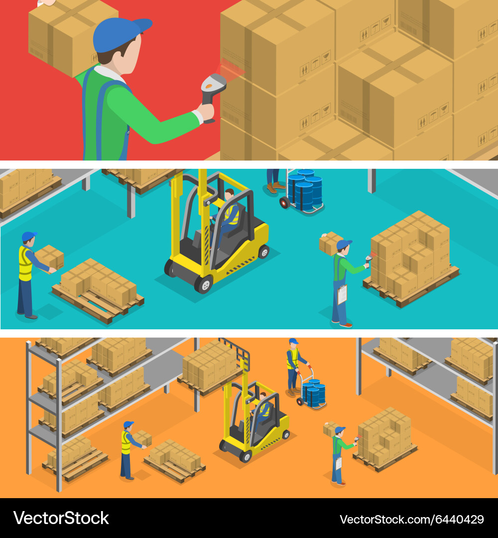 Warehouse isometric flat Royalty Free Vector Image
