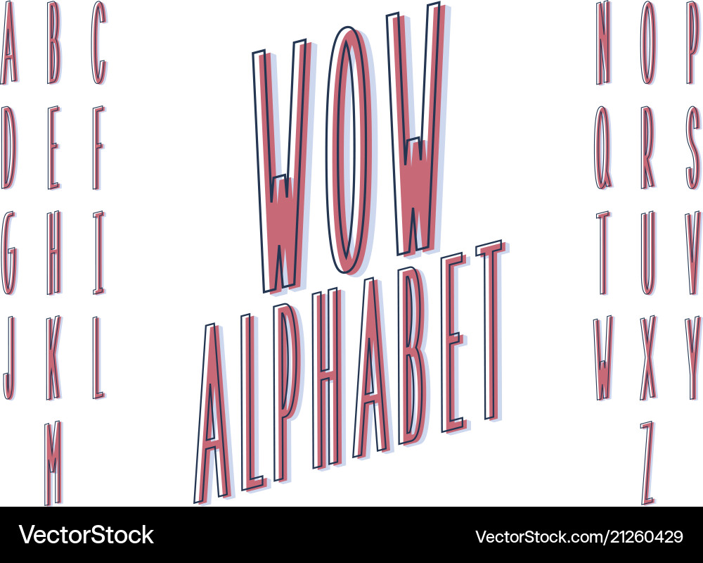 Wow font alphabet Royalty Free Vector Image - VectorStock